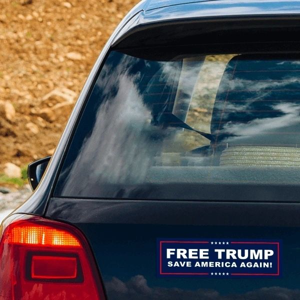 Official Free Trump Rally 2024 Bumper Sticker BLUE – FREETRUMP.COM